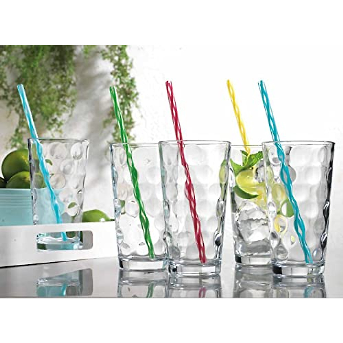 Home Essentials & Beyond Drinking Glasses [set of 10] Highball Glass Cups 17oz Premium Cooler Glassware – Ideal for Water, Juice, Cocktails, Iced Tea.