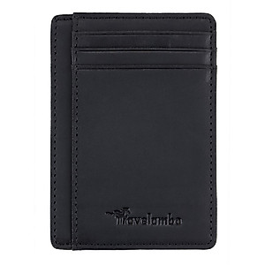 Travelambo Slim Wallet Front Pocket Minimalist Leather RFID Blocking Medium Size