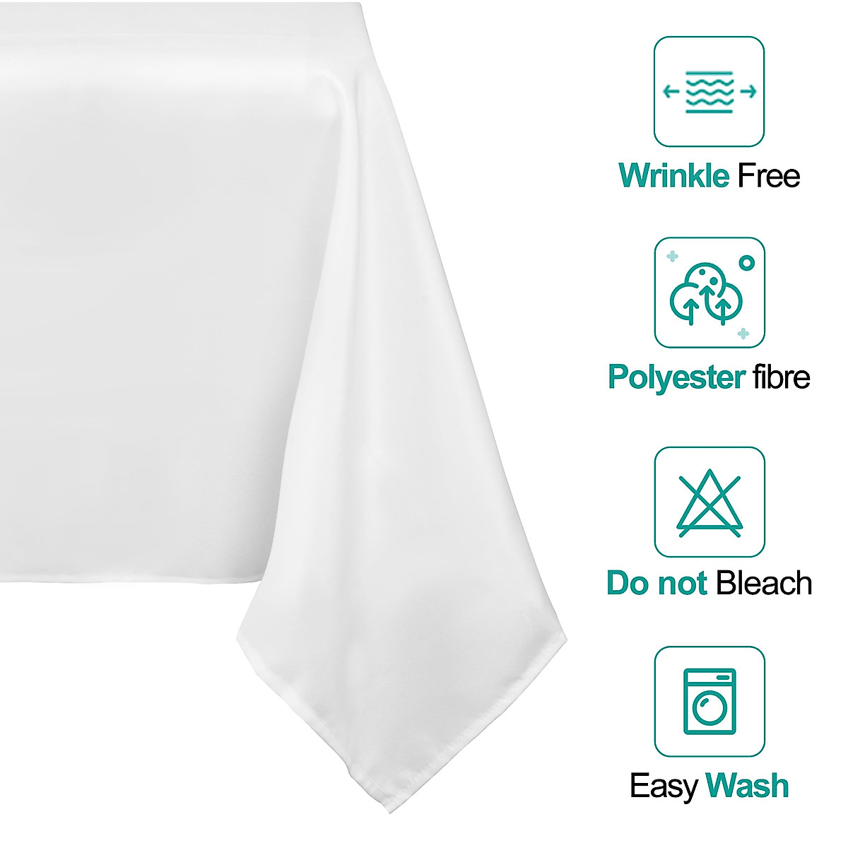 White Table Cloth Rectangle Table, 6 Pack Tablecloths for Rectangle Tables, 100% Polyester Rectangular Tablecloth White Table Cover Table Linens for Party, Wedding, Banquet Decoration- 60 x 102 Inch