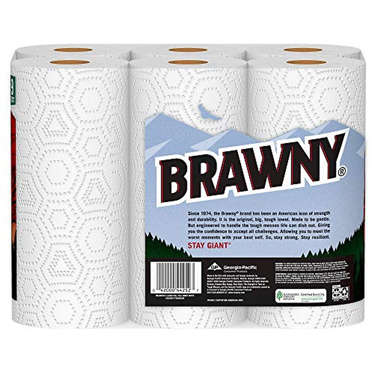 Brawny® Paper Towels, 6 Large Rolls = 9 Regular Rolls, Full Sheets