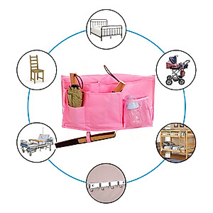 MoYag Bedside Storage Organizer, Bedside Caddy Hanging Storage Bag for Bunk and Hospital Beds, Dorm Rooms Bed Rails,Baby Bed,Baby Cart,Car Backrest with 8 Pockets(Pink)