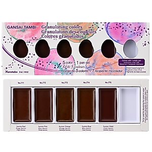 Kuretake GANSAI TAMBI GRANULATING COLOR 5 colors set, Watercolor Paint Set, Professional-Quality for Artists and Crafters, AP-Certified, for Adult, Made in Japan
