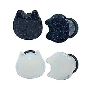 Piercingpops 2 Pairs Cat Opalite/Created-Blue Stone Ear Gauges Tunnels Plugs Stretchers Expander Body Piercing (Gauge=8mm(0g))
