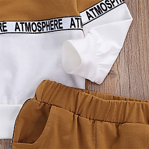 Arvbitana Unisex Toddler Baby Boy Girl Spring Fall Winter Clothes Long Sleeve T-Shirt Tops+Long Pants Two Piece Solid Outfit (D-Two Piece Khaki Brown, 3-4T)