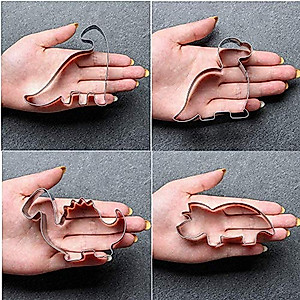 Dinosaur Cookie Cutter Set - 8 Piece - Brontosaurus Camarasaurus T-Rex Stegosaurus Triceratops Pterodactyl Baby Dinosaur and Dinosaur Eggs,Stainless Steel Cookie Fondant Molds for Birthday Party