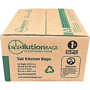 **NEW** Evolution Trash Bag Tall Kitchen DRAWSTRING, 100 bags/box, made with 70% CERTIFIED PCR material