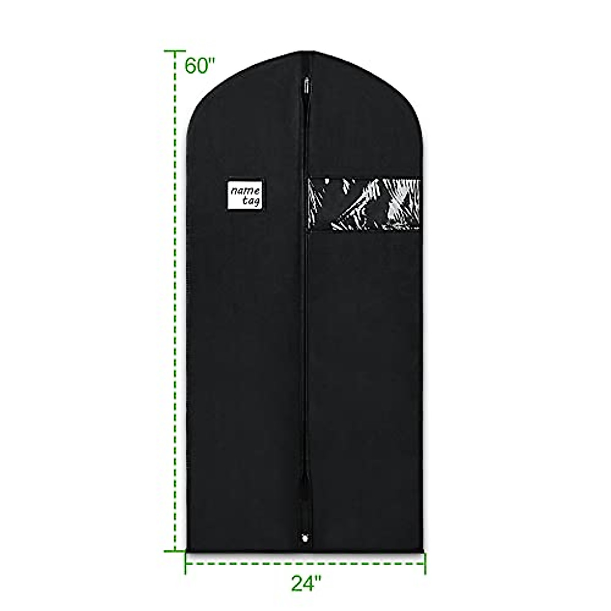 KEEGH Garment Bags for Hanging Clothes 60" (Set of 6) Dress Bags for Storage Suit Bags for Closet with Zipper and Eye-Hole for Folding for Suit Coats Dresses, Black