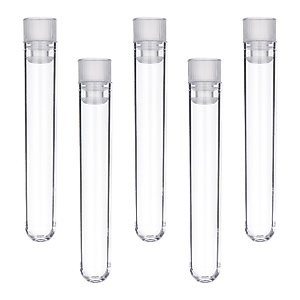 Hicarer 50 Pieces Clear Plastic Test Tubes 12 by 75 mm with Push Caps, 5 ml