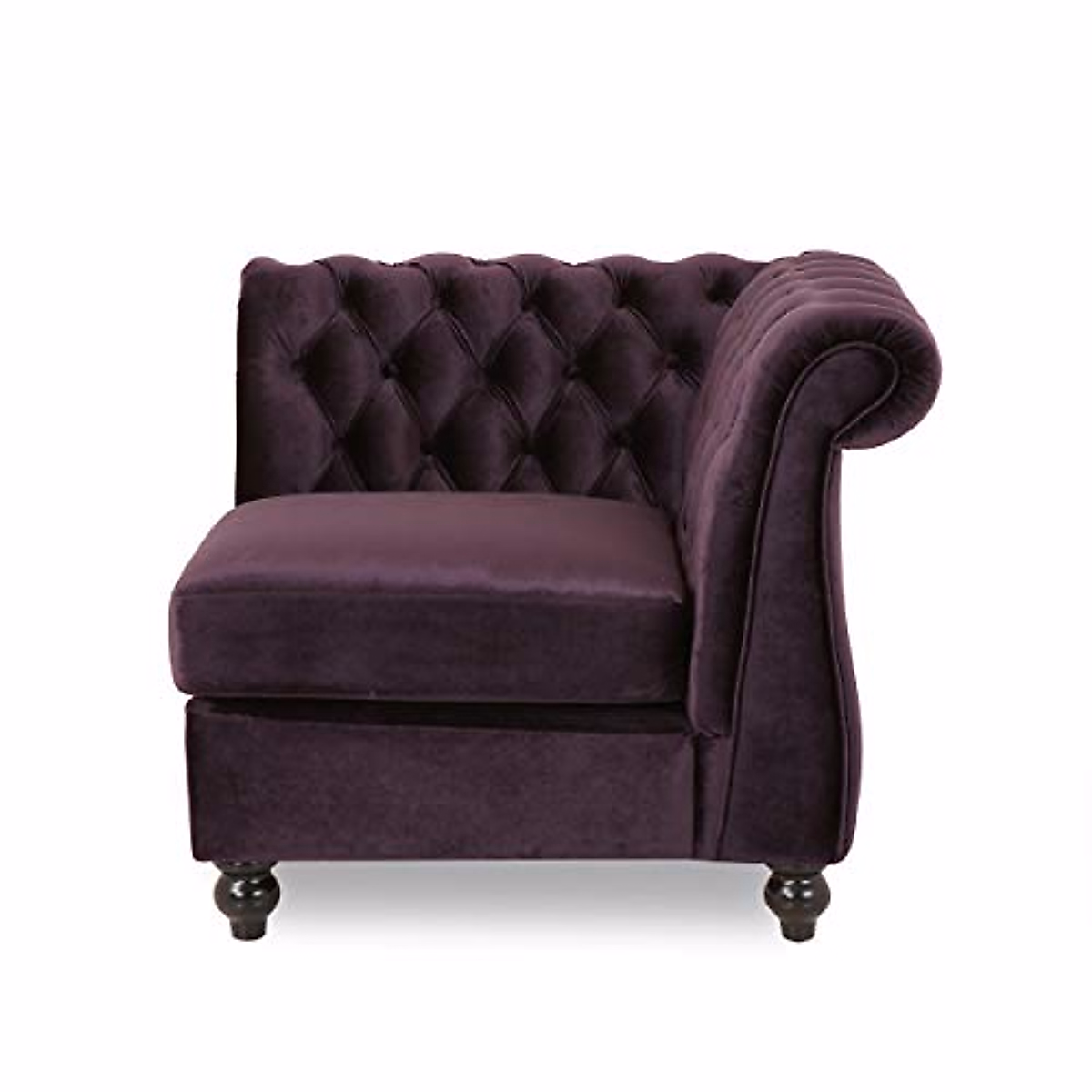 Great Deal Furniture Annabelle 7 Seater Velvet Tufted Chesterfield Sectional BlackBerry and Dark Brown