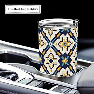 Flat Geometric Pattern Maltese Cross Stainless Steel travel coffee cup Leak-proof Lid and Straw coffee mugs for hot and cold drinks modern vacuum insulated tumbler with lid 20 OZ