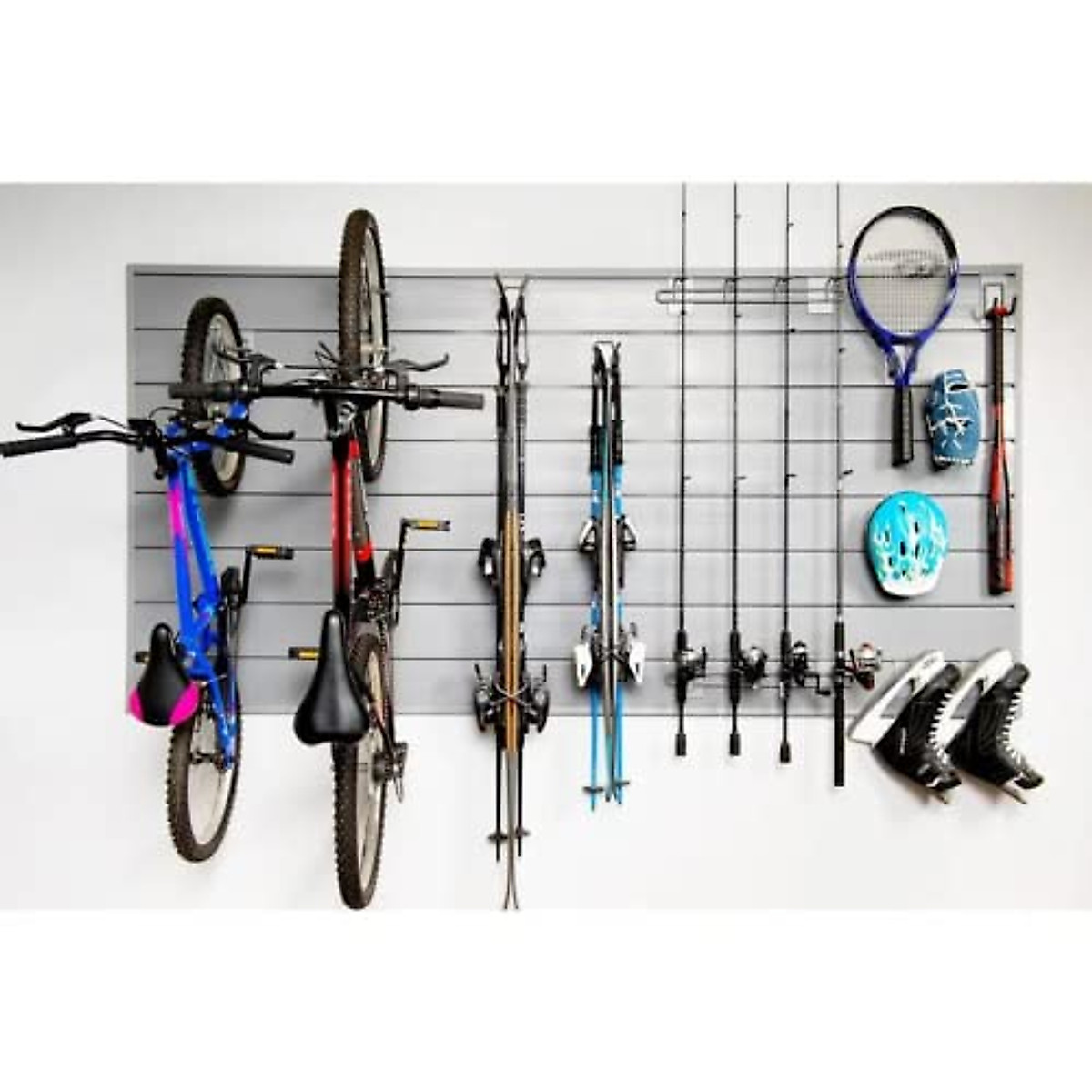 Crownwall Slat Wall Accessories Heavy Duty Steel Locking Hook Kit Slatwall Panels, Easy Storage and Organization for Sports Gear and Equipment (12-Piece)