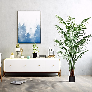 6ft Artificial Palm Plant, Pre-Potted Artificial Plant with Realistic Moss, Built-in Metal Wire, Using Injection molding Technology, Housewarming Gift, Office Home Decoration 2 pc