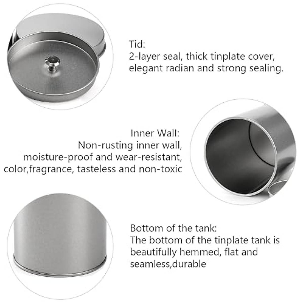 HBEJGHHO 13 oz Silver Can Sealed Food Storage Tin Canister with Airtight Double Lid Jar Portable Tea Coffee Beans Container for Loose Candy Herbs Spices(Liquid Pen and Black stickers)