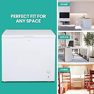 Koolatron 7.0 CuFt Chest Freezer with Manual Defrost Removable Storage Basket Adjustable Thermostat Quiet Compressor Cooling Stay-Open Lid Energy Efficient Deep Freezer for Home Basement Garage