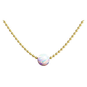 Benevolence LA Gold Choker Necklace, 14k Gold Dipped Opal Necklace, Dainty Beaded Necklace for Women, Gifts for Mom, Delicate Short Necklace, Designed in California, Gift for Her