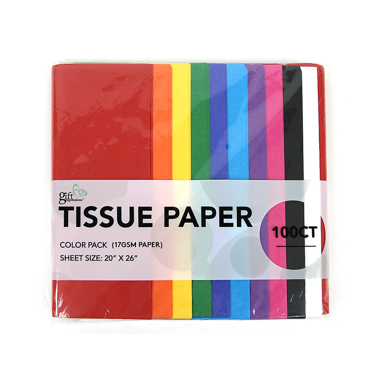 Gift Expressions Tissue Paper, 20 x 26 Inches, 100 Count, Primary Colors, Premium High Quality Wrapping Paper for Gift Boxes & Paper Bags, Durable, 17GSM Packing Paper for DIY Crafts & Gift Wrapping