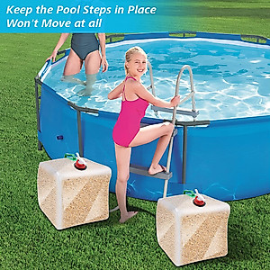 2Pack Swimming Pool Ladder Weights, Universal Step SandBag, Plastic Fillable Anchor Bag Container Steps Weight Stair Weights for Above Ground Entry System (11x11 Inches), Clear