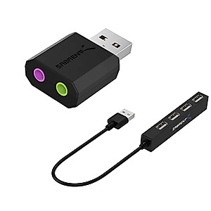 SABRENT 4 Port Portable USB 2.0 Hub + USB External Stereo Sound Adapter