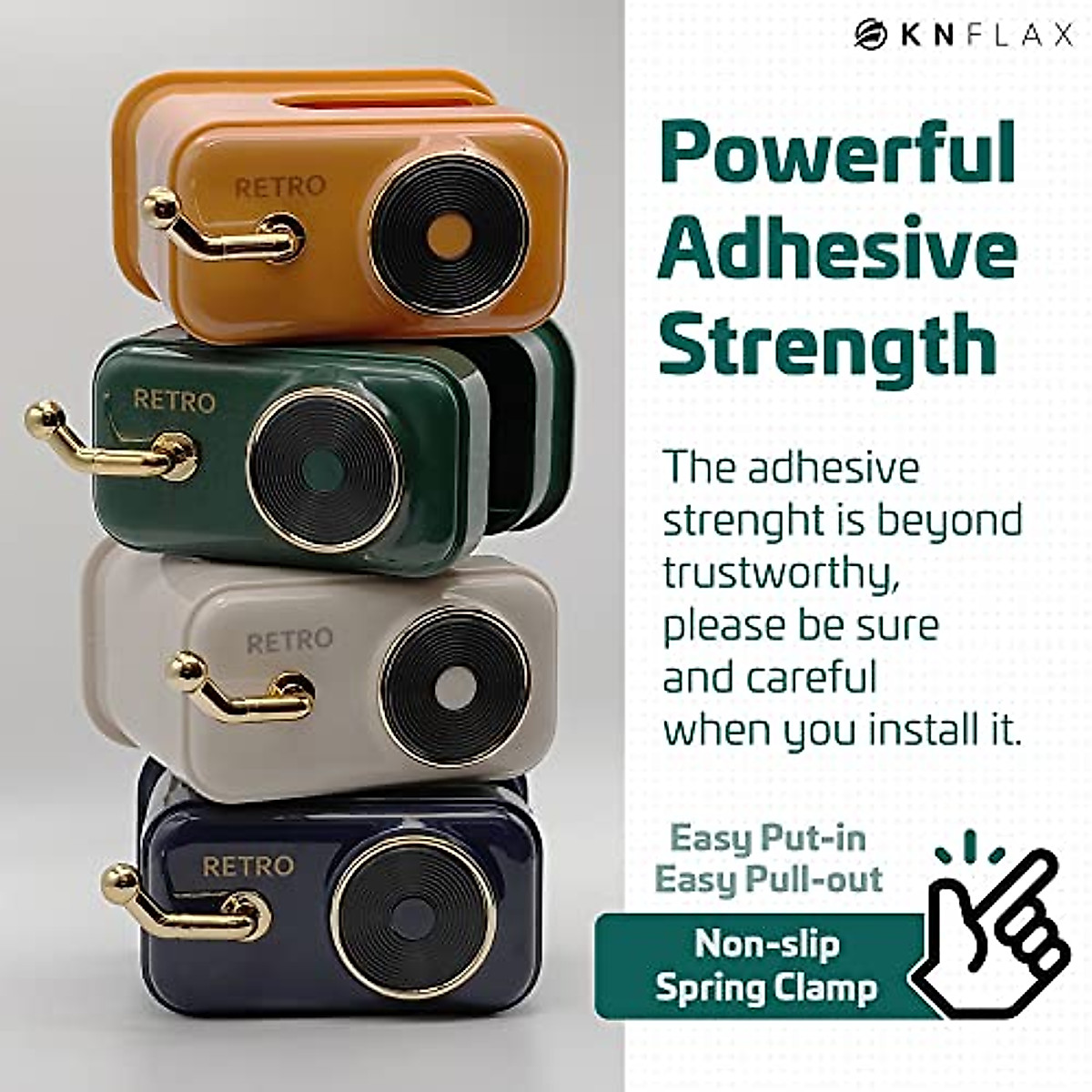 KN FLAX Broom Holder Wall Mount Self Adhesive Broom Gripper, Cleaning Supplies and Household Hanger for Storage, Laundry and Apartment Room, Must Have Organizer, Multi-Functional Holders - Green