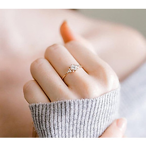 Koguxuix Vintage Ring Gold Engagement Ring CZ Crystal Diamond Wedding Ring 14k Gold Milgrain Ring Band (6)