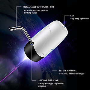 YYDGH Portable Water Bottle Pump 5 Gallon Water Bottle Dispenser USB Charging Automatic Drinking Water Pump Electric Water Dispenser Water Bottle Switch for Home, Office, Travel