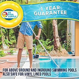 U.S. Pool Supply Deluxe Weighted Pool Vacuum Head with Side Brushes, Swivel Connection, EZ Clip Handle - for Above Ground & Inground Swimming Pools – Vinyl Liner Floor, Wall, Step, Corner Cleaner