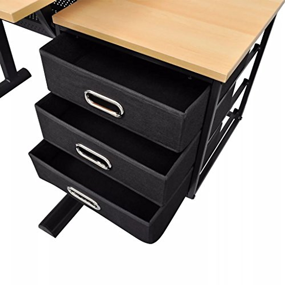 EstaHome Drafting Draft Desk with Stool and 3 Drawers | Tiltable Tabletop Drawing Table Art Desk for Reading, Writing Art Craft Work Station | Natural MDF and Iron Legs | 47" x 23.6" x 30.5"