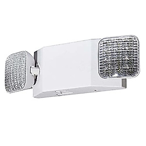 LED Emergency Light with Battery Backup, Two Adjustable LED Heads Emergency Lighting Fixture, Commercial Emergency Light, 120-277V AC, UL Listed (1-Pack)