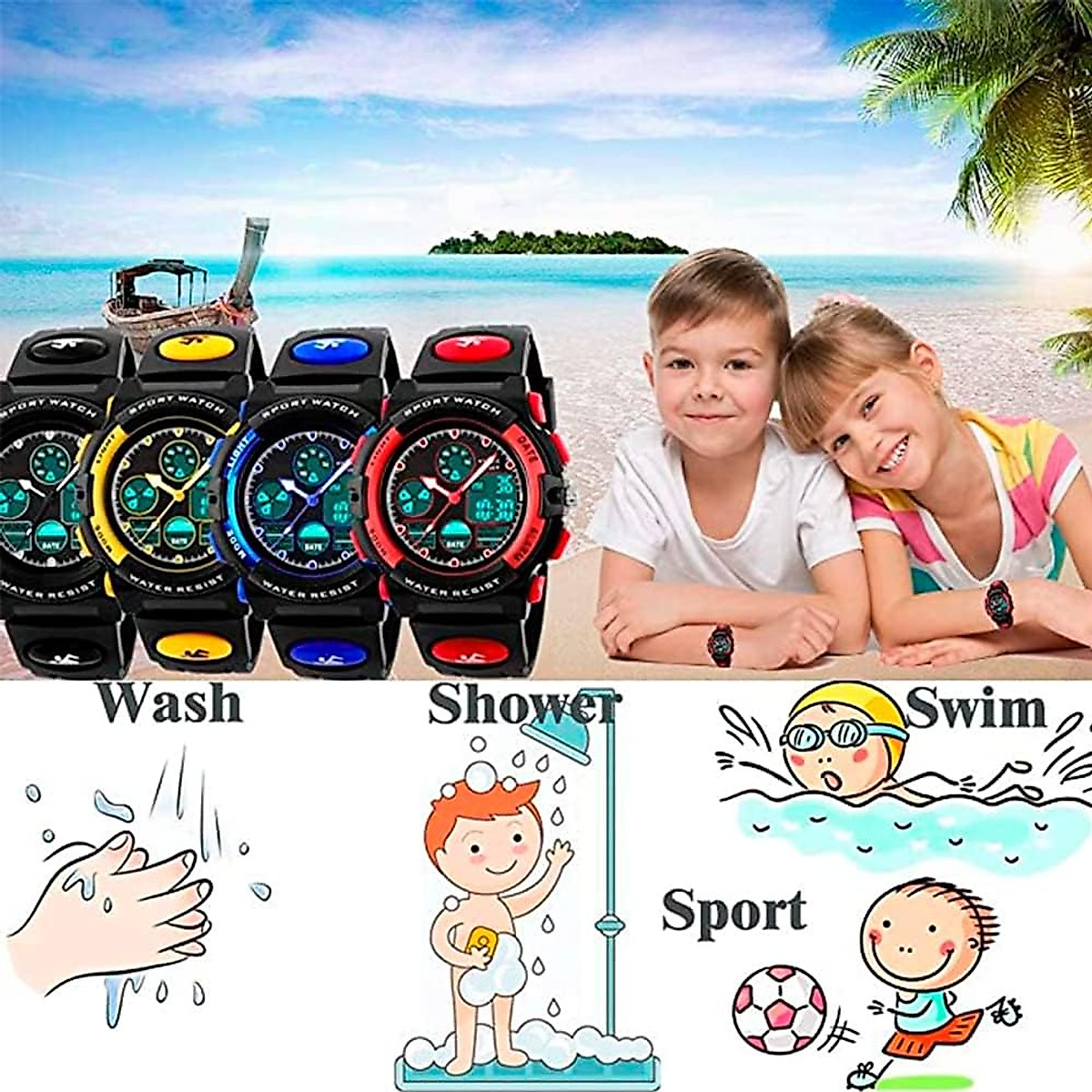 PASNEW Watch,Watches,LED Alarm Calendar Outdoors Watch,Sports Waterproof Watch,Watches with Luminous Dials