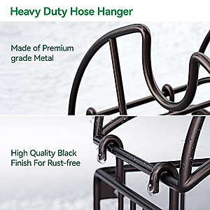 Hose Reel Garden Hose Holder,Water Hose Holder Wall Mount,Heavy Duty Metal Hose Hanger with Tool Storage Basket,Outdoor Hose Stands for Outside Garden Yard Garage