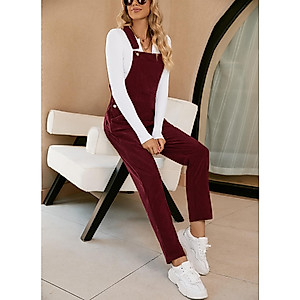 luvamia Corduroy Overalls for Women Adjustable Straps Fashion Bib Bib Overall Red Overalls Tawny Port Womens Casual Jumpsuit Size Medium Fits Size 8 / Size 10
