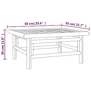 VRAXO 6 Piece Patio Lounge Set with Green Cushions Bamboo,Outdoor Furniture Sets-118.8lbs