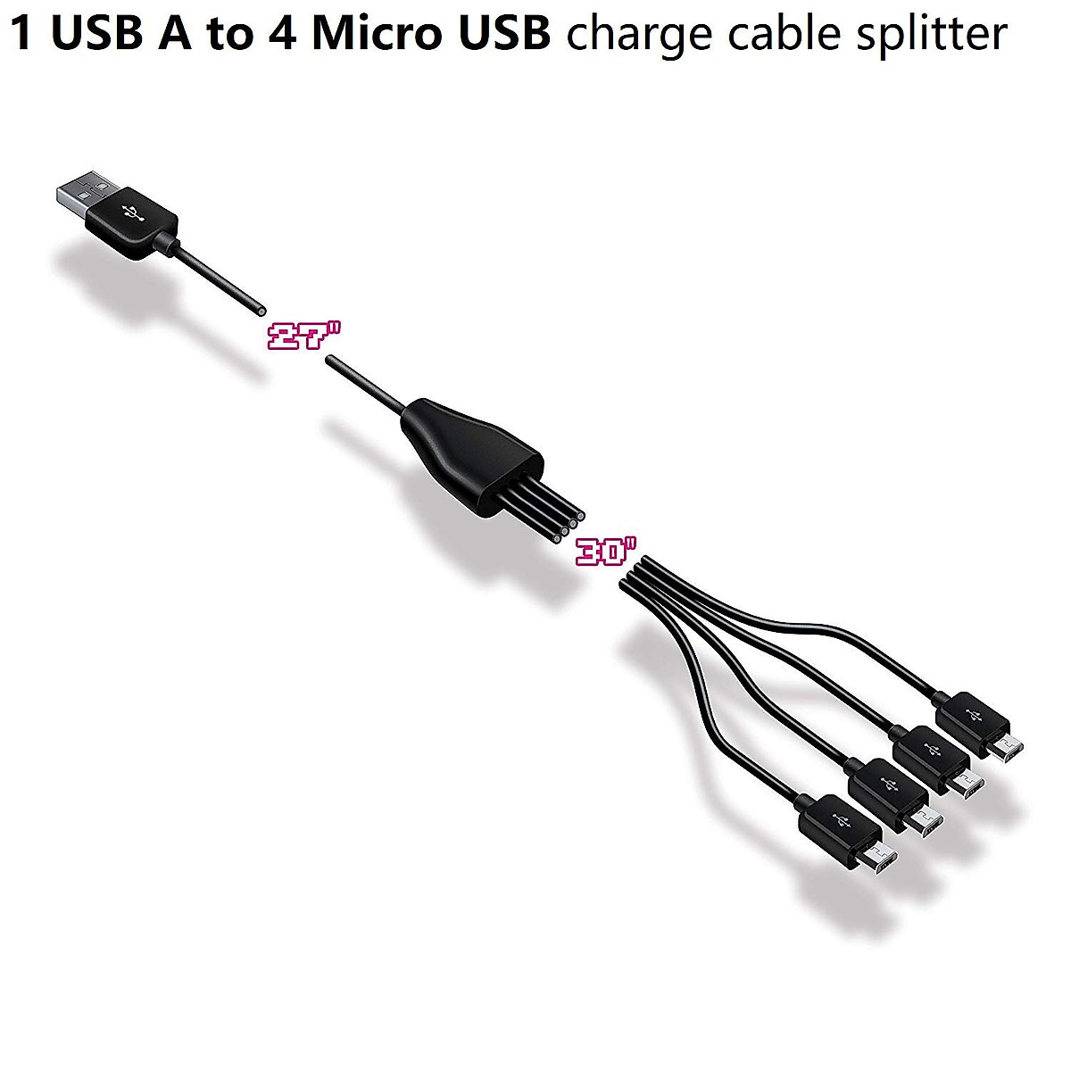 My Arcade My Arcade Multi-Cable - USB Splitter Cable for Micro Player Mini Arcade Cabinets - 1 USB A to 4 Micro USB - Connects up to 4 Micro Players - Electronic Games; (DGUN-2979)