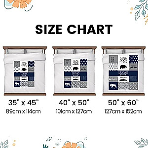 Personalized Baby Blanket for Boys - Custom Baby Blankets for Boys - Deer Baby Blanket- Woodland Nursery Décor - Baby Blankets for Boys Personalized (Blue Woodland)