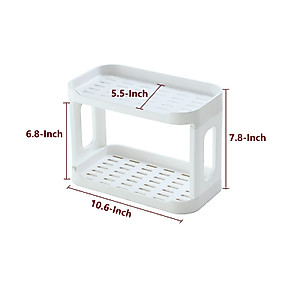 XUDAUP 2-Tier Bathroom Organizers Countertop Spice Rack Vanity Destop Storage Shelf Makeup Organization for Kitchen Bathroom Desk Office School (White)