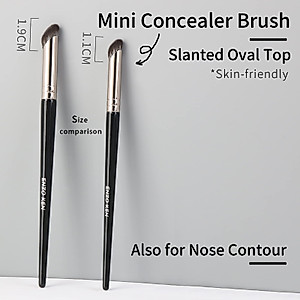 ENZO KEN Mini Angled Concealer Brush Under Eye, Concealer Brush, Small Nose Contour Brush, Nose Brush Contour, Nose Brush, Angle Concealer Brush, Small Concealer Brushes, Angled Brush - Black, 8S