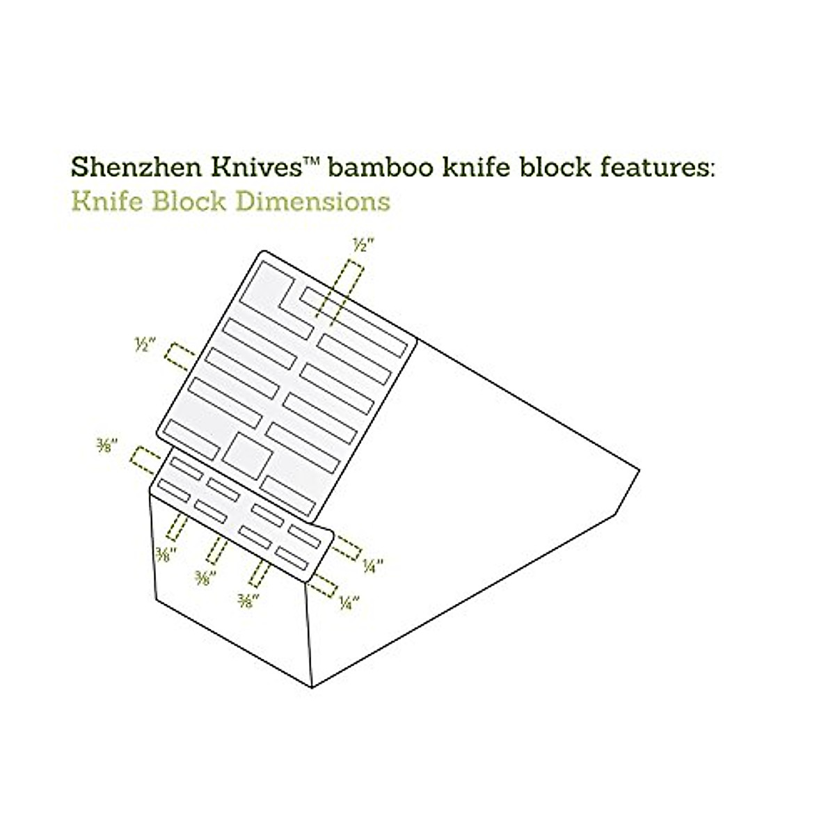 20 Slot Universal Knife Block: Shenzhen Knives Large Bamboo Wood Knife Block without Knives - Countertop Butcher Block Knife Holder and Organizer with Wide Slots for Easy Kitchen Knife Storage