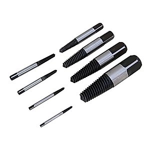 Performance Tool W2968 - 8-Piece Spiral Screw Extractor Set with Tapered Counter-Clockwise Threads and Blow Mold Storage Case