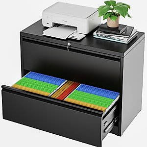Pataku Mobile File Cabinet with Lock Metal Filing Cabinet for Home Office Locking Under Desk Cabinet with Wheels, 2 Keys for Fits Legal/Letter/A4 Size, Fully Assembled, Black