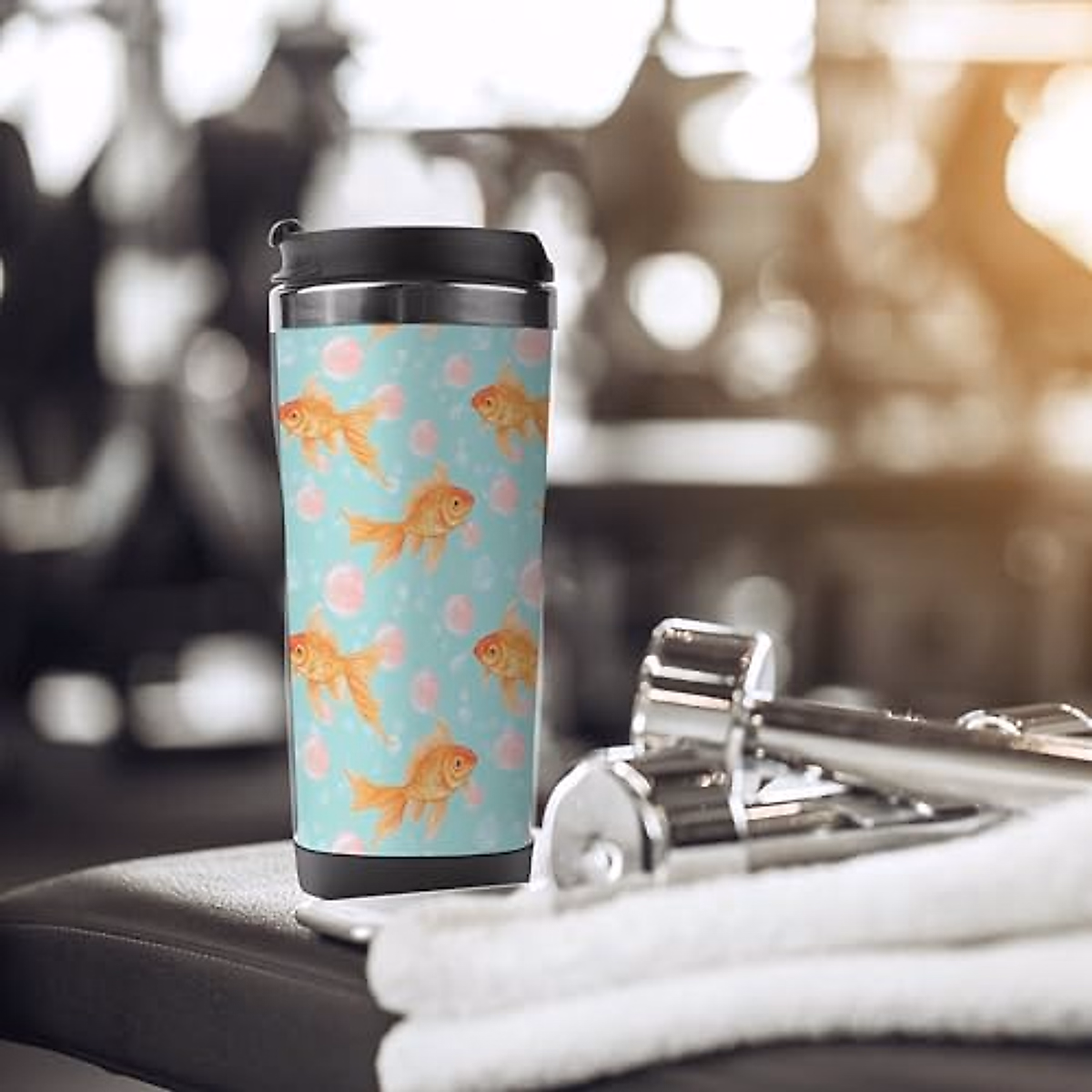 Bubblegum Fish Travel Coffee Mug Reusable Insulated Drinking Cup with Lid for Home Outdoor Works 13 Oz