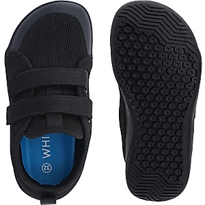 WHITIN Kids Wide Barefoot Shoes for Boys Girls Minimalist Zero Drop Sneakers Size 5 Big Kid Athletic Walking Tennis Casual Sports Hiking Running Black 36