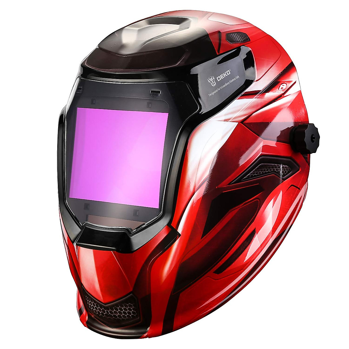 DEKOPRO Solar Powered Welding Helmet Auto Darkening Professional Hood with Wide Lens Adjustable Shade