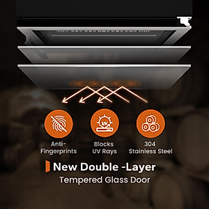 Ca'Lefort Wine Fridge & Cooler - 24 Inch Wine Cooler Refrigerator Hold 46 Bottle, 40-65°F Dual Zone Refrigerator Glass Door, 3 LED Built-in, Under Counter or Freestanding for Home Kitchen (5.65 cu.ft)