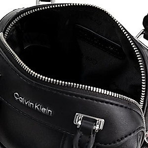 Calvin Klein Blake Top Zip Mini Satchel Crossbody, Black/Silver,One Size