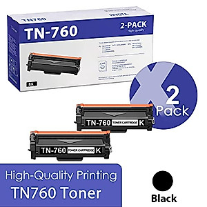 HIYOTA Compatible TN-760 TN760 Black High Yield Toner Cartridge Replacement for Brother TN 760 DCP-L2550DW MFC-L2710DW L2750DW HL-L2350DW L2390DW L2395DW L2370DW/DWX Printers | TN 760 2PK