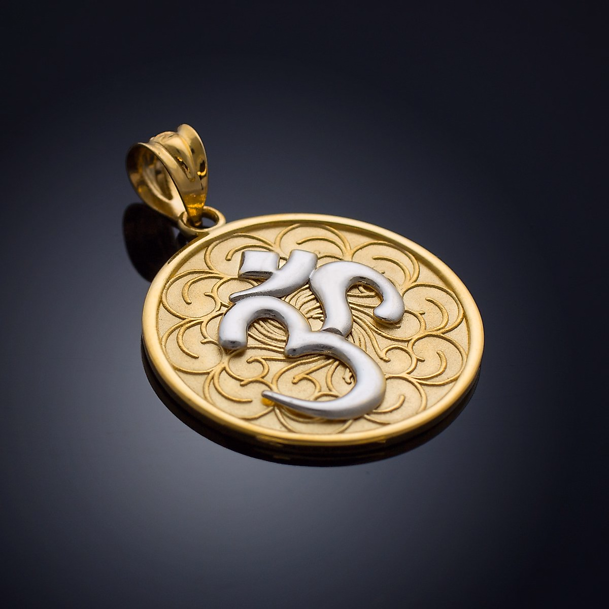 10k Two Tone Gold Om (Aum) Medallion Pendant