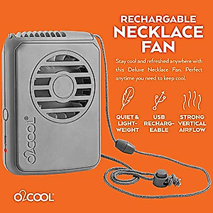 O2COOL Personal Travel Rechargeable Battery Powered Neck Cooling Fan, 2-Pack (Pink/Gray)
