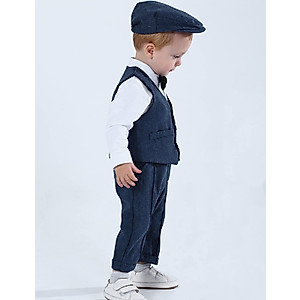 A&J DESIGN Baby Boys Suits Infant Gentleman Wedding Outfit Formal Romper Navy Blue 9-12 Months