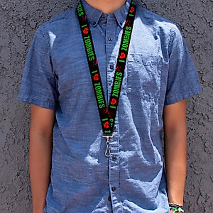 Buckle-Down Lanyard - I "HEART" ZOMBIES Black/Green/Red Splatter