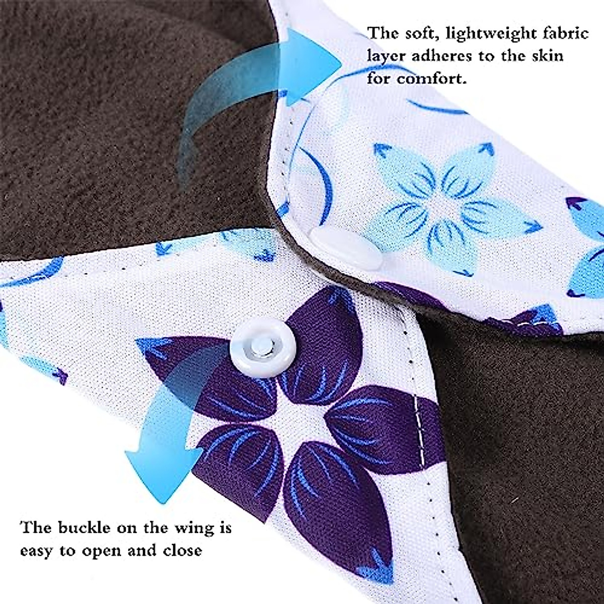 Healifty 7Pcs Reusable Menstrual Pads, Washable Bamboo Charcoal Cloth Pads with Wet Bag, Reusable Panty Liners, Reusable SanitaryPads for Women